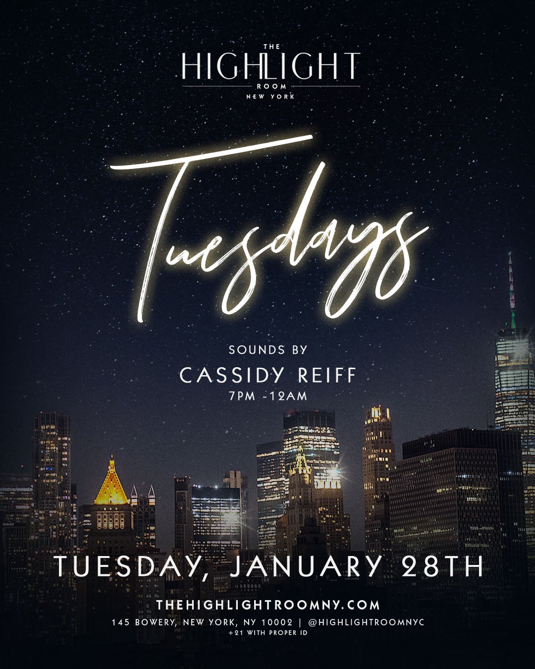 1/28/2025 - Cassidy Reiff - The Highlight Room - Tao Group Hospitality