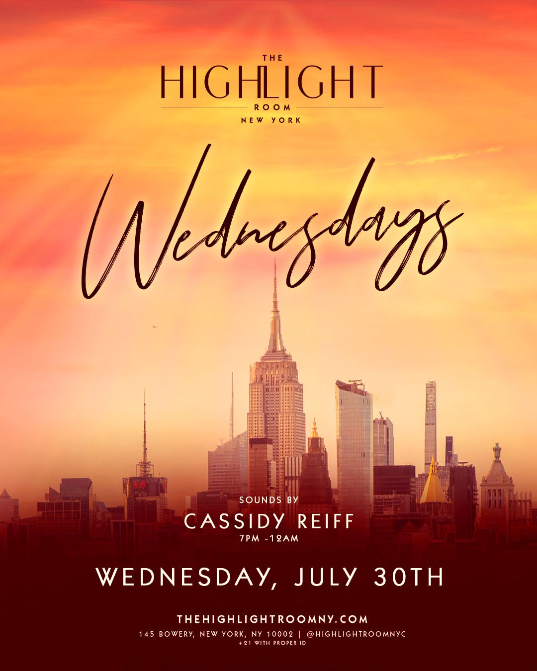 7/30/2025 - Cassidy Reiff - The Highlight Room - Tao Group Hospitality