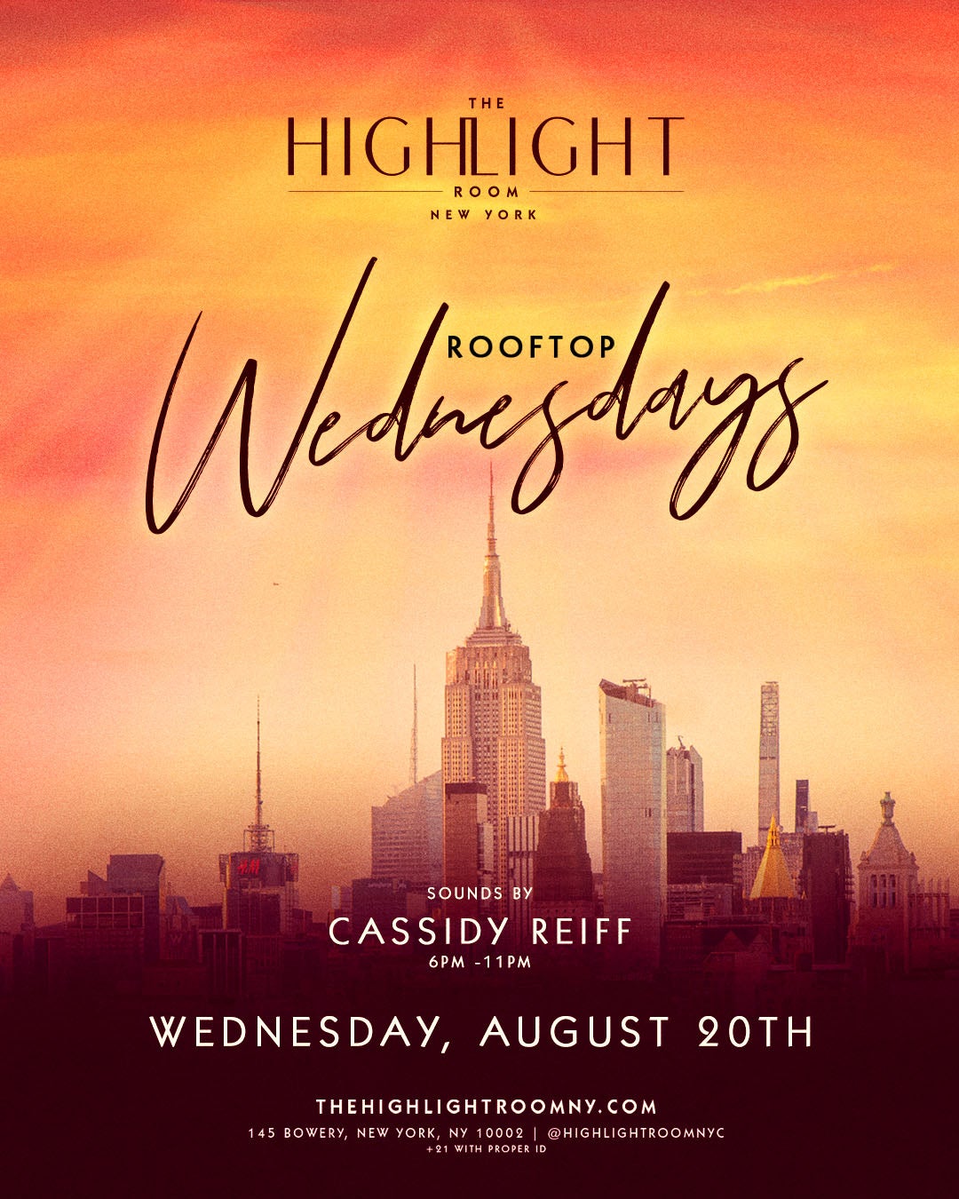 8/20/2025 - Cassidy Reiff - The Highlight Room - Tao Group Hospitality